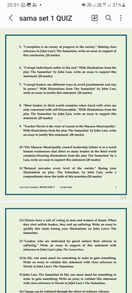 The Samaritan Guide Notes