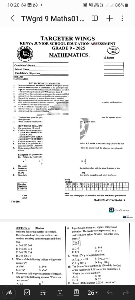 Signal assessment grade 9 exams