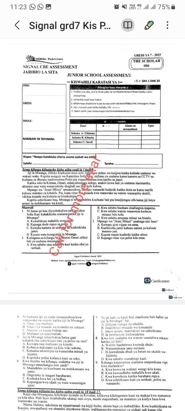 Signal 006 grade 7 2025