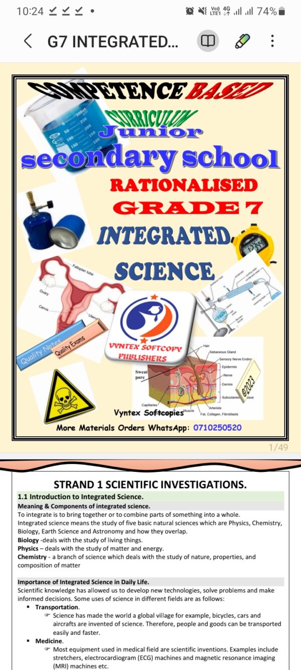 Integrated Science Grade 7 Rationalized notes Term 1,2,3