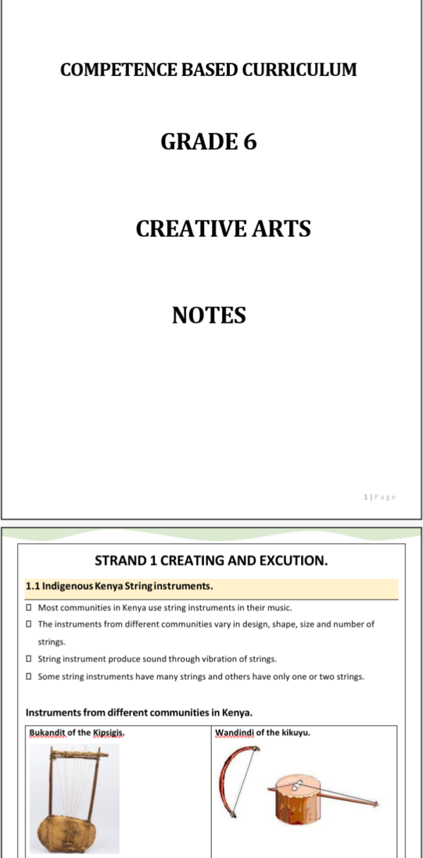 Creative arts Grade 6 CBC rationalized Notes