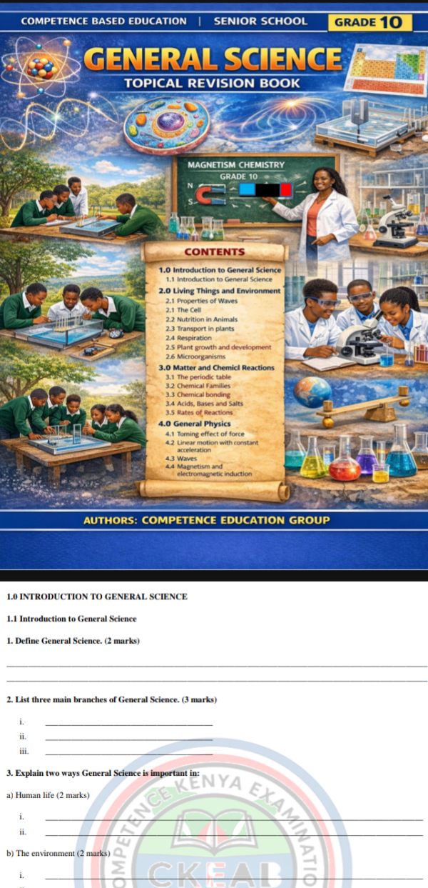 Grade 10 General science Topical revision Booklet with Answers