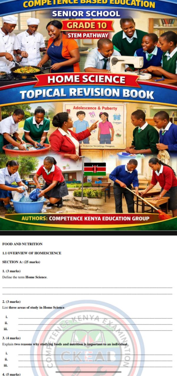Grade 10 Home science Topical revision Booklet with Answers